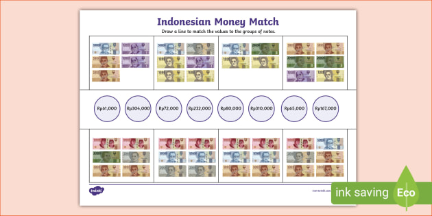Indonesian Money Match Currency Rupiah Notes Shopping Maths