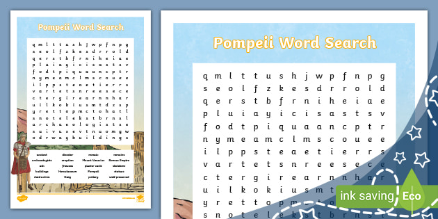 Pompeii Word Search (Ages 7 - 11) (teacher made)