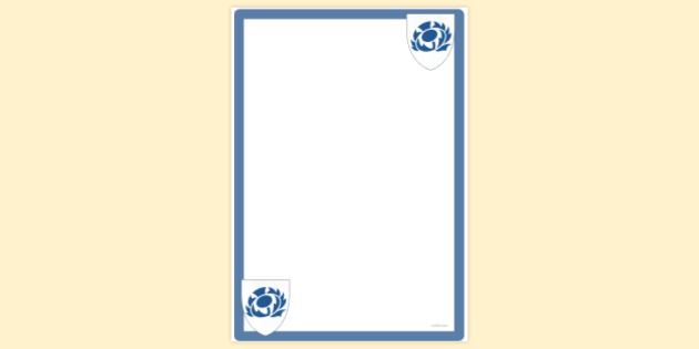 FREE! - Scotland Rugby Crest Page Border | Page Borders | Twinkl