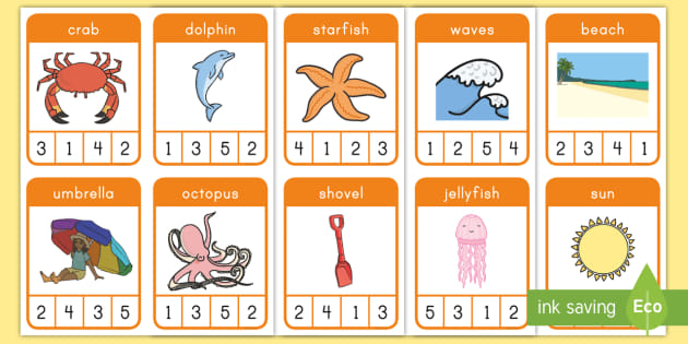 Beach Syllables Clip Cards (teacher made)