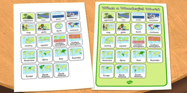 What a Wonderful World Word Grid (Teacher-Made)