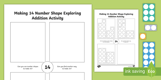 👉 Making 14 Number Shape Exploring Addition Activity
