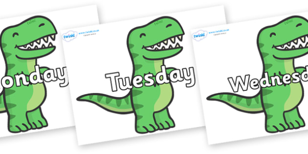 Days of the Week on T Rex Dinosaurs