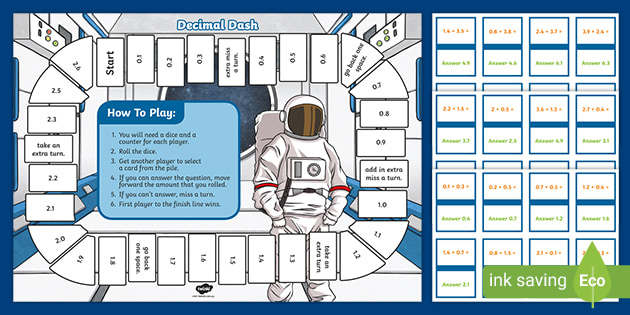 Decimal Dash Adding Decimals Game (teacher made)