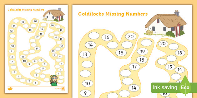 Goldilocks Missing Numbers Worksheet (teacher made)