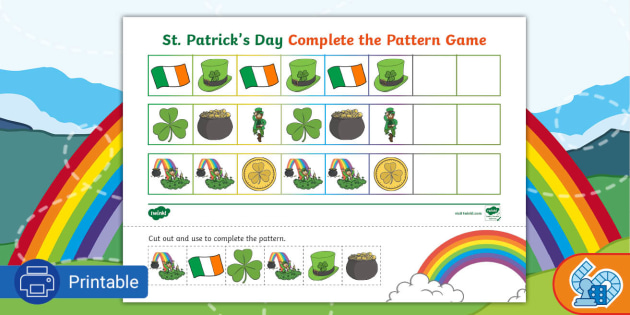 St. Patricks Day Complete the Pattern Board Game