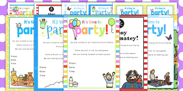 Transition Picnic and Party Invitation Pack - End of Year School Party
