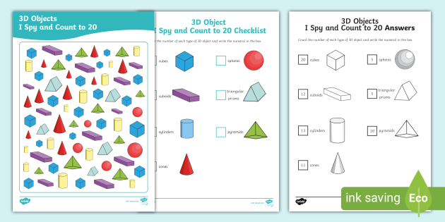 3D Object I Spy and Count Activity to 20 (teacher made)