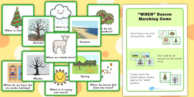 When Questions - Season Matching Game - ESL Grammar Resources