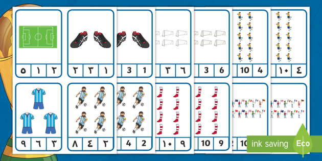 * NEW * Football Themed Number Recognition Matching Peg Cards