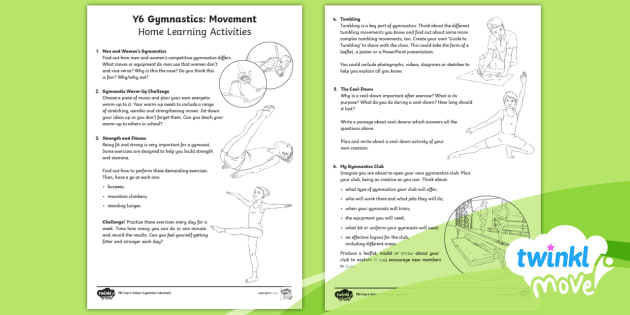 Year 6 Gymnastics: Movement - Home Learning Tasks