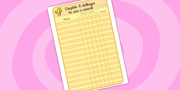 Challenge Record Sheet