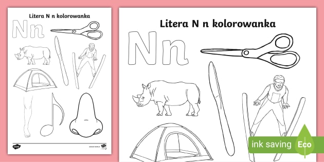 Litera N i n | Spółgłoski | Kolorowanka (Teacher-Made)