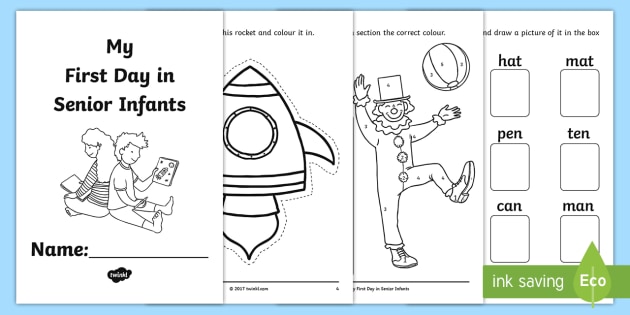 First Day of Senior Infants Activity Booklet (teacher made)