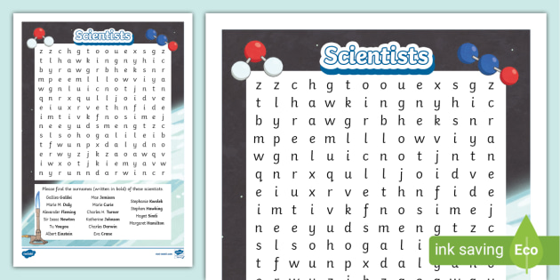 Scientists Word Search (teacher made)