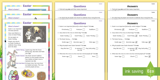 Easter Differentiated Reading Comprehension Activity