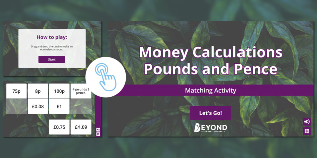 Money Calculations - Pounds and Pence Matching Activity