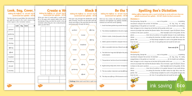 Year 3/4 Spelling at Home: Adding the Suffixes -er, -ed and -ing to ...