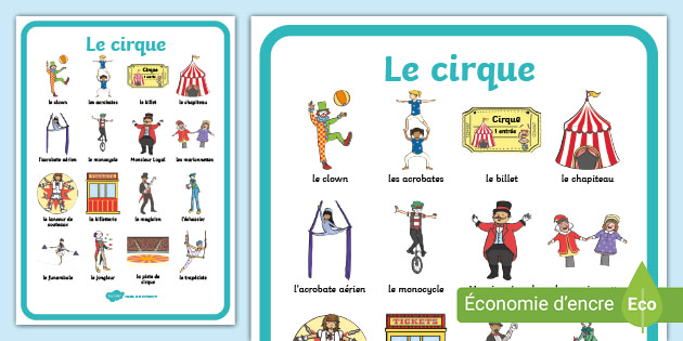 Poster de vocabulaire : le cirque (teacher made)