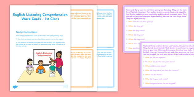 English Listening Comprehension Cards 1st Class