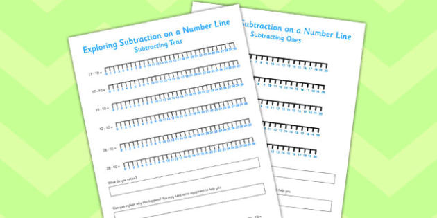 Integers on a Number Line Worksheet - Subtraction - Maths