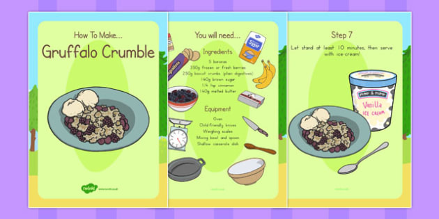 Gruffalo Crumble Recipe Cards - australia, gruffalo, recipe