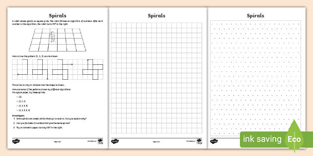Spirals Maths Investigation Worksheet / Worksheet