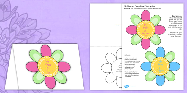 Mother's Day Flap Flower Card Polish Translation