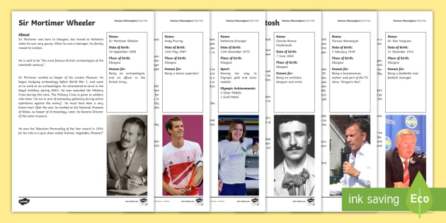 Famous Glaswegians Fact Files | CfE Primary Resources