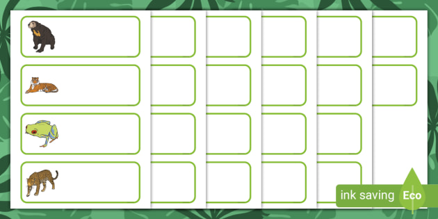 Editable Zoo Animals Name Tags Labels Jungle Safari Theme Jungle