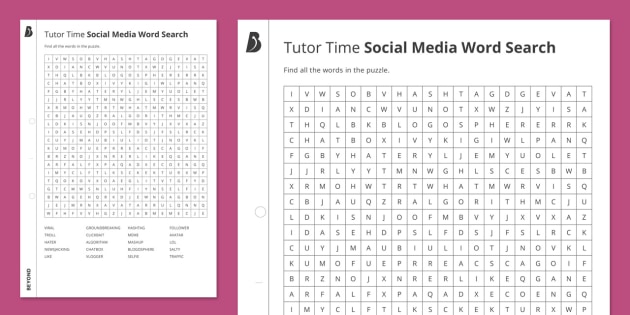 Tutor Time Social Media Word Search (creat de profesori)