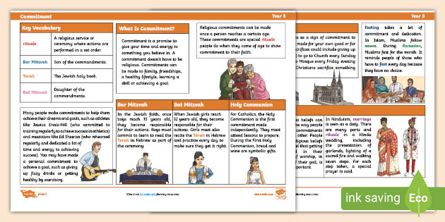 RE Knowledge Organiser Commitment Y5 (teacher made)