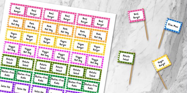 BBQ Editable Toothpick Flags | Twinkl Party (teacher made)