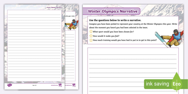 Winter Olympics Narrative Writing Task (teacher made)