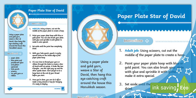 Paper Plate Star of David Craft (Teacher-Made)