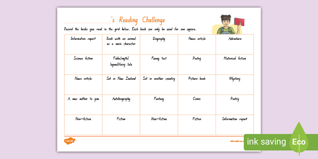 Reading Challenge Grid (teacher made)