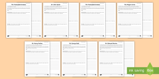 Year 6 History Key Figures and Events Report Writing Frames Pack