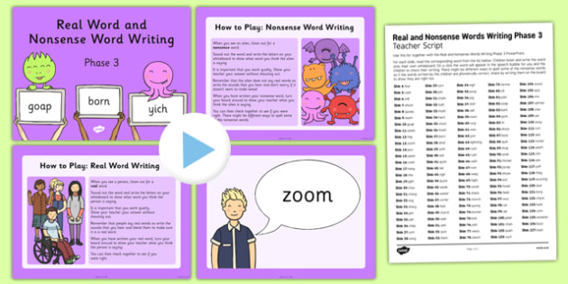 Real and Nonsense Words Writing Phase 3 PowerPoint and Script