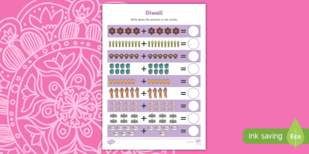 Diwali Up to 20 Addition Sheet (teacher made)