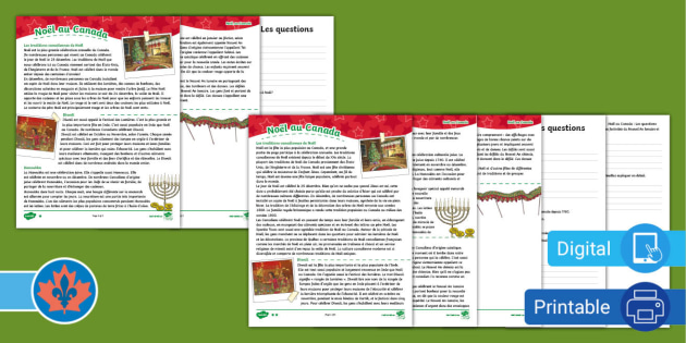 Christmas in Canada Intermediate Differentiated Reading Comprehension ...