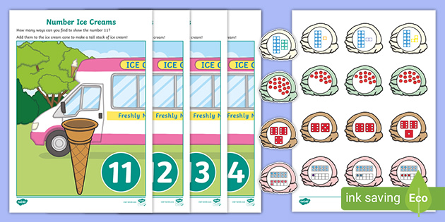 Ice Cream Representing Numbers 11 - 20 Sorting Activity
