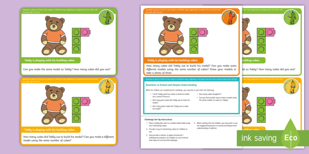 EYFS Maths Addition Chilli Challenges: Teddy's Building Bricks