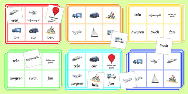 Transport Bingo Welsh Translation (teacher made)