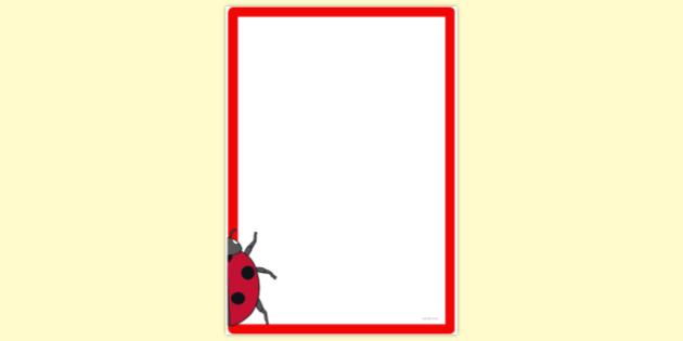 FREE! - Simple Blank Half a Ladybird Page Border | Twinkl