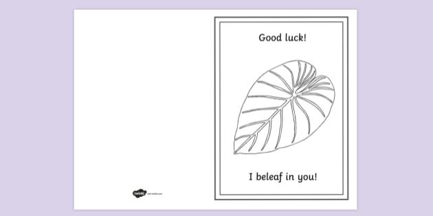 FREE! - Jungle Leaf Good Luck Card Colouring | Primary Resources