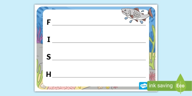 Fish Acrostic Poem Template (teacher made)