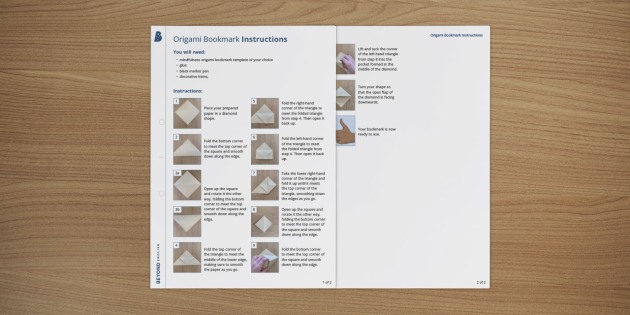 Origami Reading Bookmarks Pack - Beyond Secondary Resources