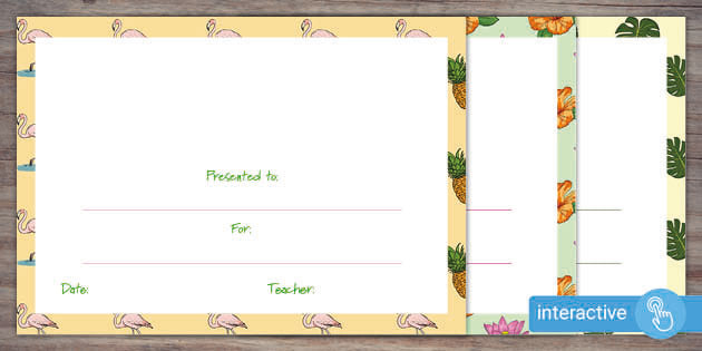 Tropical Editable Certificates | Twinkl Party (Teacher-Made)