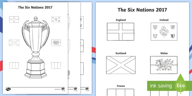The Six Nations Tournament Colouring Pages (teacher made)