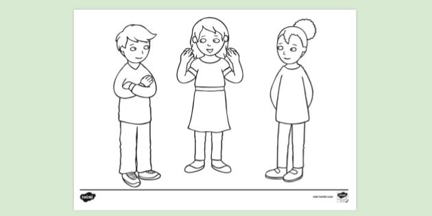FREE! - Children Taking Turns To Speak Eyes Open Colouring Sheet